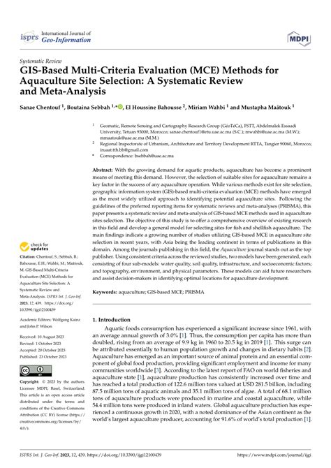 Pdf Gis Based Multi Criteria Evaluation Mce Methods For Aquaculture