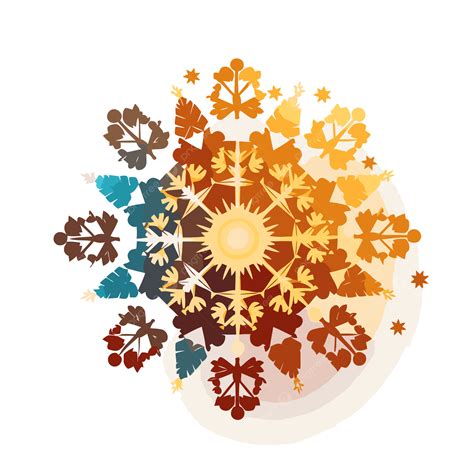 Autumn Abstract Snowflake Design Vector A Simplistic Colorful Icon Of