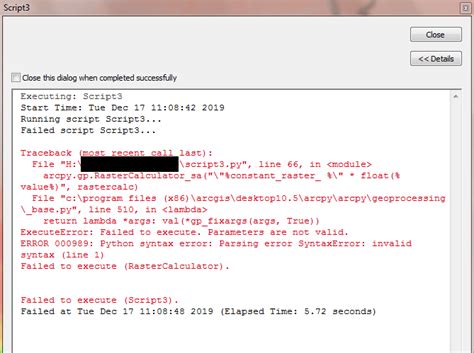 Modelbuilder Using Raster Calculator In Arcpy Gives Error 000989