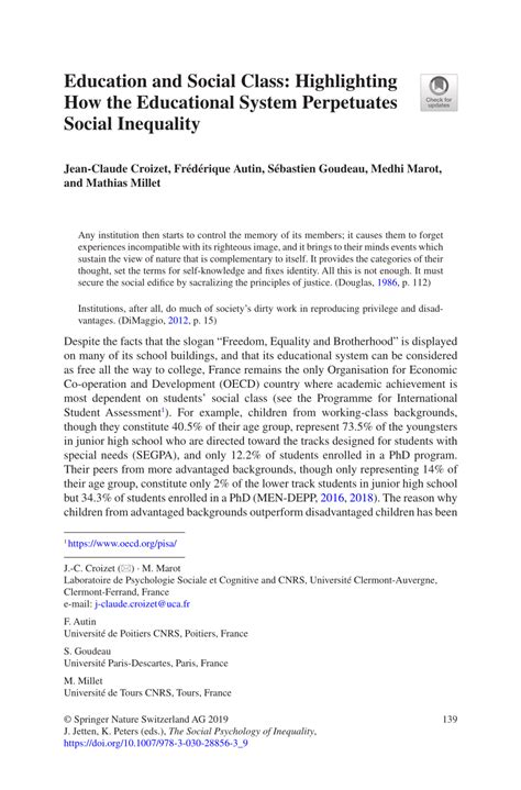 Pdf Education And Social Class Highlighting How The Educational