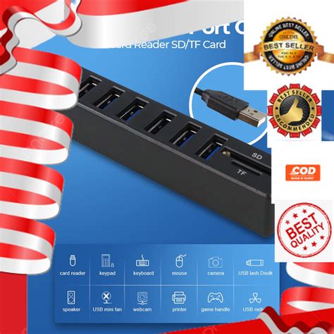 Jual TERBAIK 2 In 1 USB Hub 6 Port Combo Card Reader SD TF Card CB220602 Black Shopee Indonesia