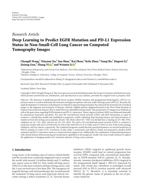 Pdf Deep Learning To Predict Egfr Mutation And Pd L1 Expression Status In Non Small Cell Lung
