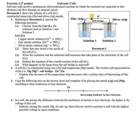 Solved Exercise 3 7 Points Galvanic Cells Galvanic Cells Involve