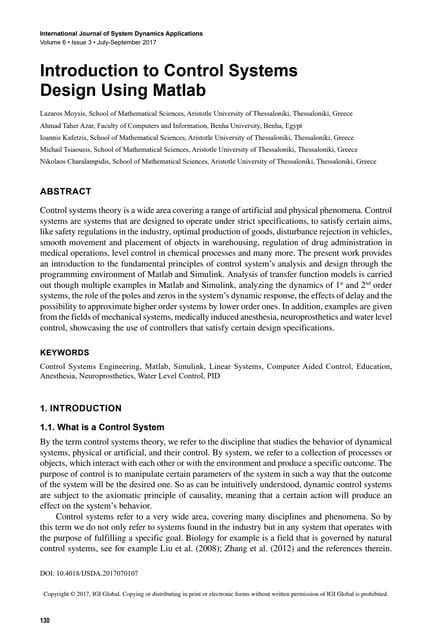 Introduction to-control-systems-design-using-matlab (1) | PDF