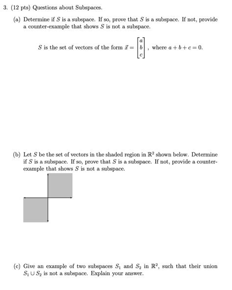 Solved Pts Questions About Subspaces A Determine Chegg