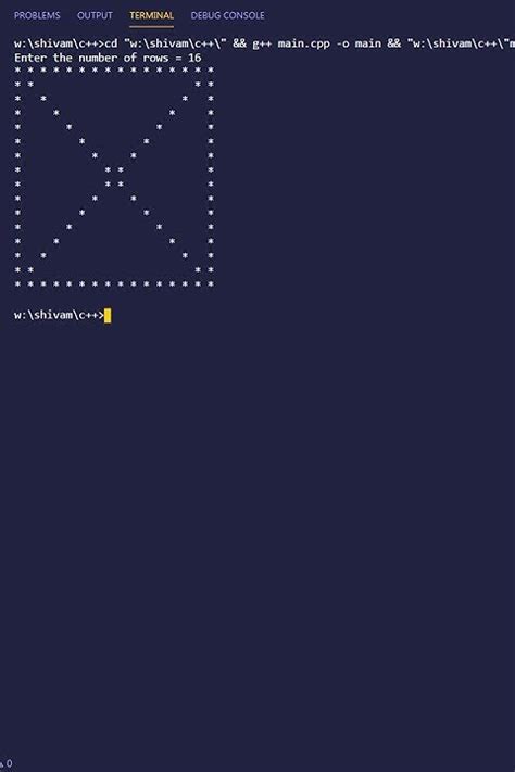 C Program To Print Hollow Square Star Pattern With Diagonal Pwos