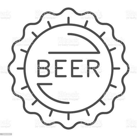 맥주 병 캡 얇은 라인 아이콘 크래프트 맥주 개념 흰색 배경에 바 스탬프 기호 모바일 개념 및 웹 디자인을위한 윤곽 스타일 보틀 캡 아이콘 벡터 그래픽 0명에 대한 스톡