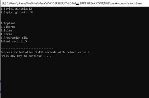 C Dili Döngülerde Break Ve Continue Komutları Kod Blokları