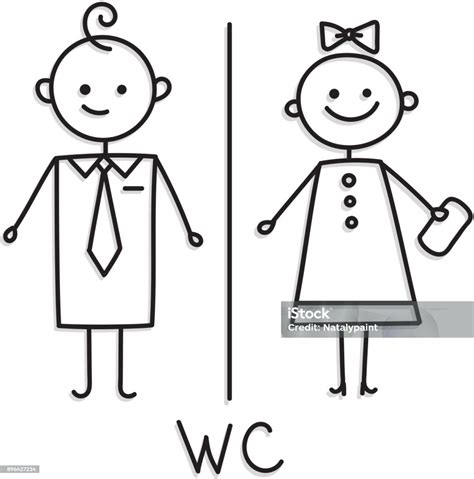 Wc 標誌衛生間門板圖示浴室盤子男人和女人衛生間的標誌白板上的向量草圖向量圖形及更多一個人圖片 一個人 互聯網 人 Istock
