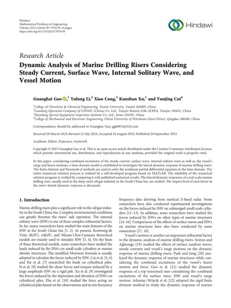Pdf Dynamic Analysis Of Marine Drilling Risers Considering Steady Current Surface Wave