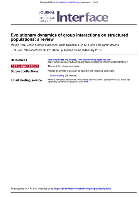 Pdf Evolutionary Dynamics Of Group Interactions On Structured Populations A Review