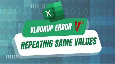 Vlookup In Excel Repeating The Same Value In Vlookup Vlookup Error Youtube