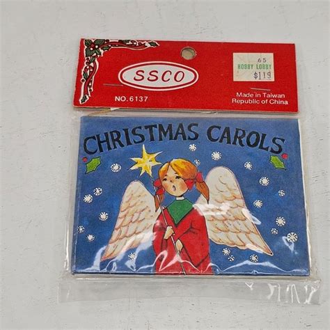 Ssco Hobby Lobby Holiday Vintage Ssco Christmas Carols Angel Mini Book Ornament New Old