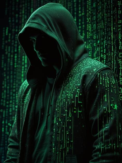 Cyber Security Hacker With Binary Background Premium Ai Generated Image