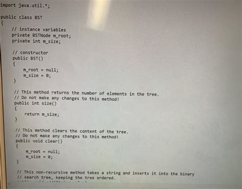 Solved Complete All Methods For BST Do Not Touch Chegg