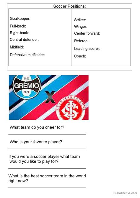 Lapbook Soccer English ESL Worksheets Pdf Doc