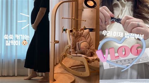 임산부 Vlog 우리 이제 법적부부다 혼인신고 완료 입덧 끝나자마자 밀가루 파티 쑥쑥 성장하는 찰떡이 정밀초음파and배크기 세이지폴 바운서와 모빌 당근🥕 Youtube