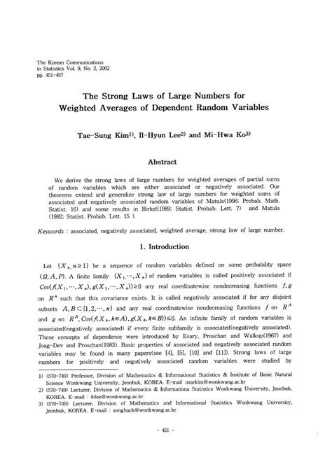 pdf the strong laws of large numbers for weighted averages of