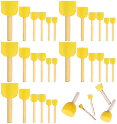 Molain 40 Pcs Round Sponge Brushes for Painting Foam Paint Brush Set Paint Sponges for Acrylic ...