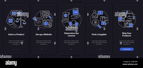 How To Start Export Business Night Mode Onboarding Mobile App Screen Stock Vector Image And Art