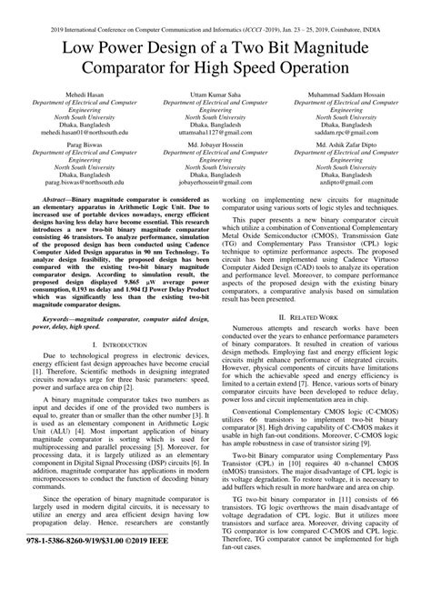 Pdf Low Power Design Of A Two Bit Magnitude Comparator For High Speed Operation