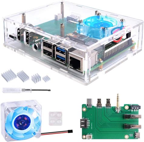 Amazon Com GeeekPi Acrylic Set Top Box Kit For Raspberry Pi Pi Case With Fan V Blue