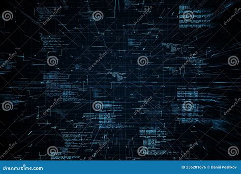 Abstract Glowing Coding Big Data Interface On Background Technology