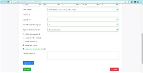 event wait list advancement form