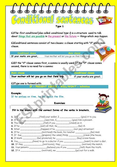 Conditional Sentences Type One Esl Worksheet By Ana B