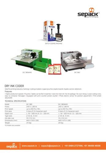 Table Top Batch Coding Machine Sepack At ₹ 59000piece In Ghaziabad