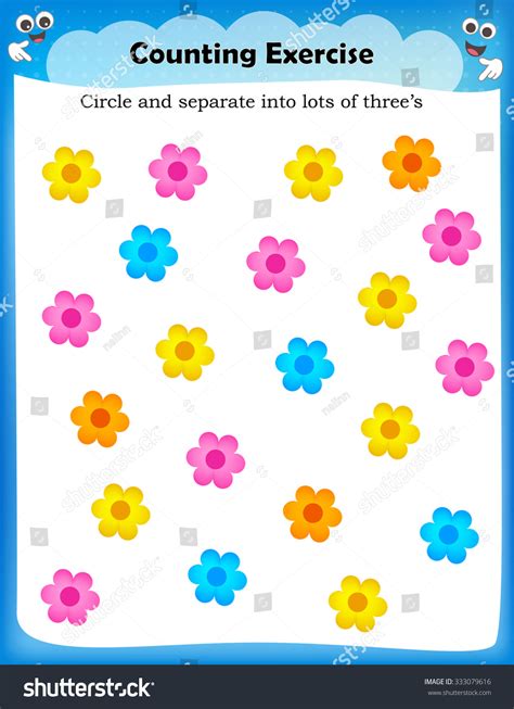 Worksheet Counting Exercises Count Separate 스톡 일러스트 333079616 Shutterstock