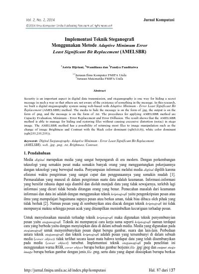 implementasi teknik steganografi menggunakan metode adaptive minimum error least significant bit
