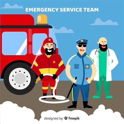 Free Vector Emergency Team In Flat Design