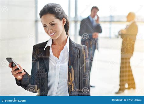 Updating A Client Via Text A Businesswoman Sending A Text With Her