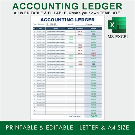 Excel T Account Template