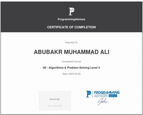 Im Thrilled To Have Completed The Algorithm And Problem Solving L4 Course And Earned This