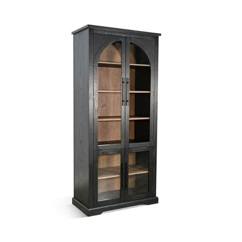 Sunny Designs Elena Tall Wood Cabinet With Arched Glass Doors