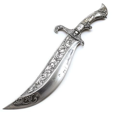Refined Silver Plated Cutlass Adorned With Pirate Symbols An Game Asset