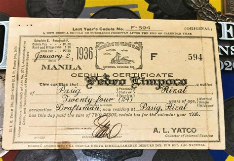 1936 Cedula Certificate Commonwealth Period Hobbies And Toys