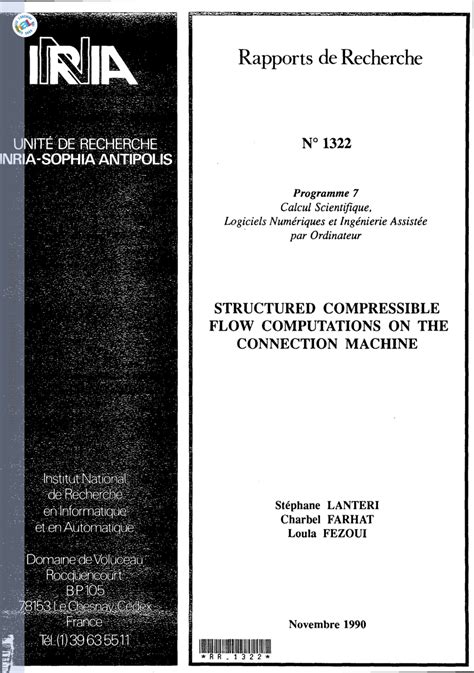 pdf structured compressible flow computations on the connection machine