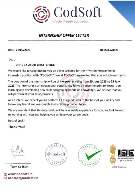 dhruba jyoti chatterjee on linkedin python internship codsoft