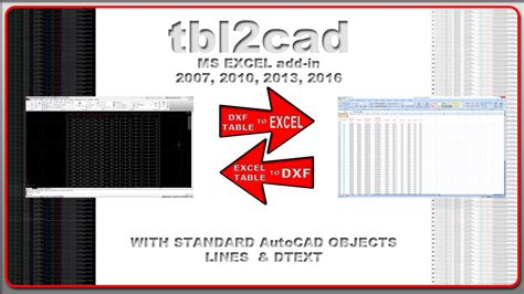 Tbl Cad Excel Add In To Import Export Tables To From DXF File YouTube