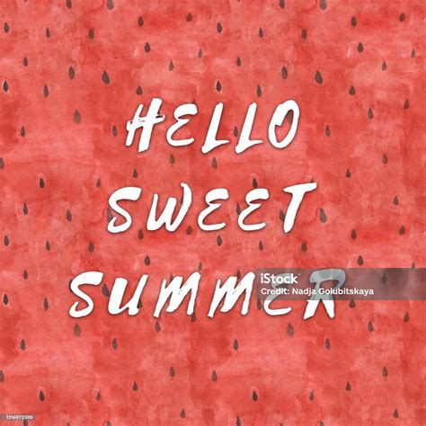 씨앗 패턴수박의 육체에 안녕하세요 달콤한 여름에 서명합니다 수박 카드의 수채화 조각 붉은 손으로 그린 육즙 수박 프린트 여름 일러스트레이션 수박 벽지 0명에 대한 스톡 벡터