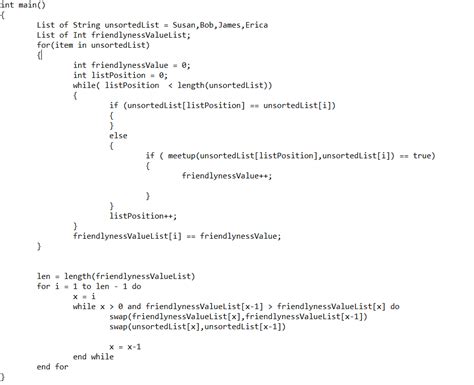 solved algorithm requirements given a list of n people