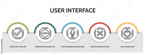 Set Of 5 Thin Line User Interface Icons With Infographic Template