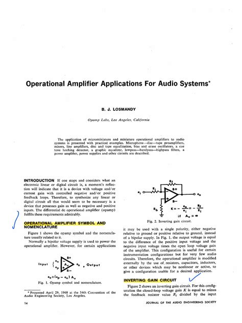 Operational Amplifier Applications For Audio Systmes Pdf