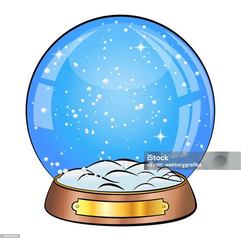 스노우 글로브 벡터 만화 디자인입니다 엑스 마스 빈 스노우 글로브 공입니다 겨울 크리스마스 디자인 요소입니다 스탠드에 유리 구
