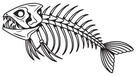 Fish Skeleton Marine Anatomy And Natural Science Vector Design