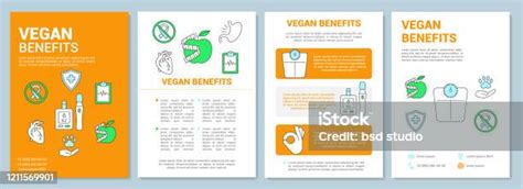 채식 혜택 브로셔 템플릿 레이아웃 비건 라이프 스타일 장점 전단지 선형 일러스트와 소책자 인쇄 디자인 잡지 연례 보고서 광고