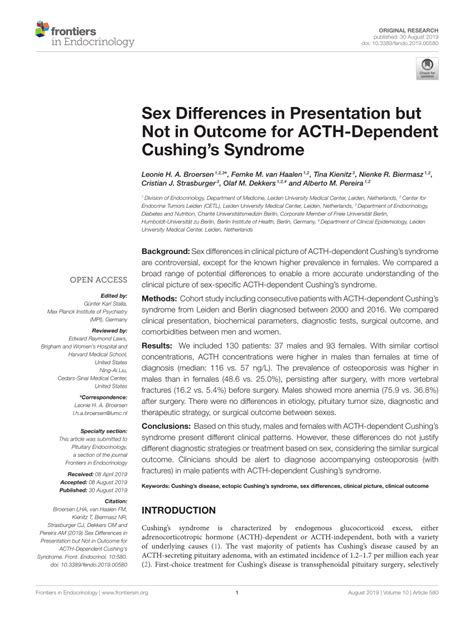 Pdf Sex Differences In Presentation But Not In Outcome For Acth